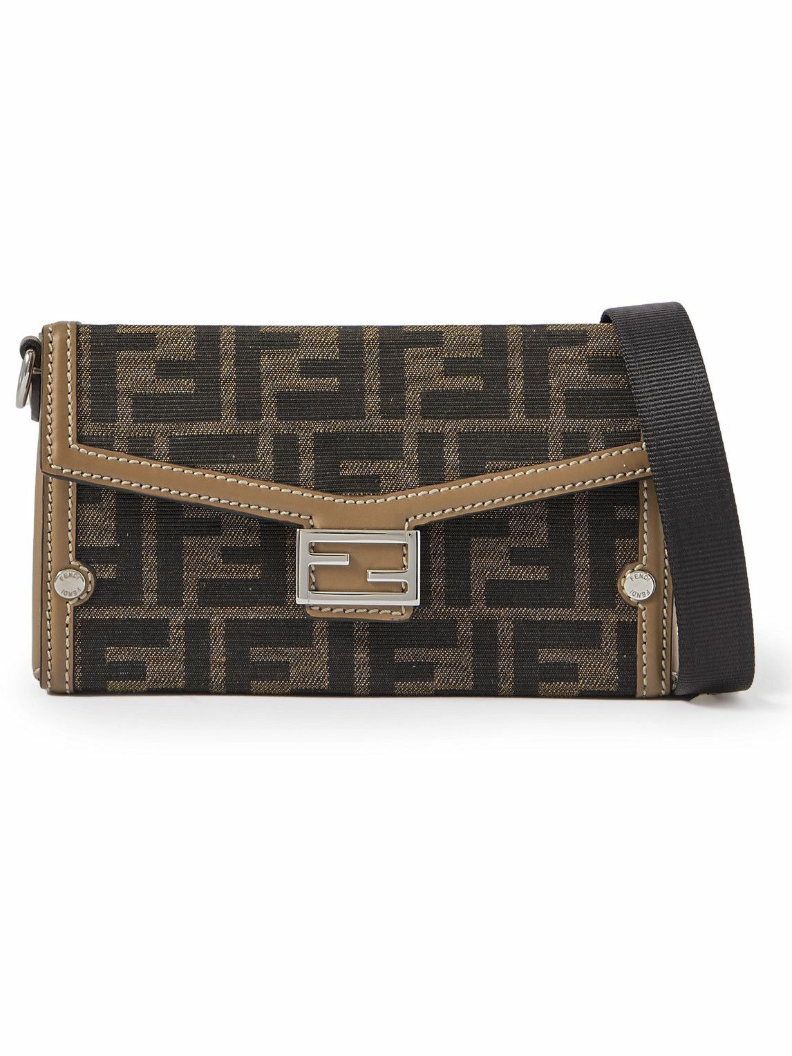 Fendi - Logo-Embellished Leather-Trimmed Canvas-Jacquard Phone Pouch Fendi