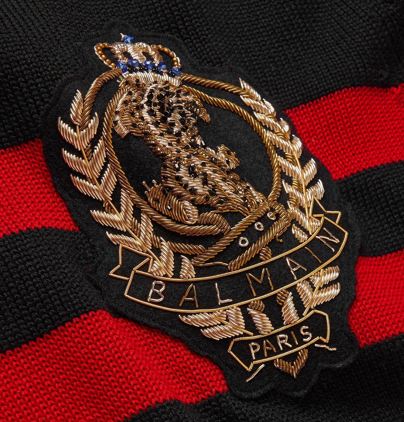 Balmain - Logo-Appliquéd Button-Embellished Striped Wool and Cotton ...