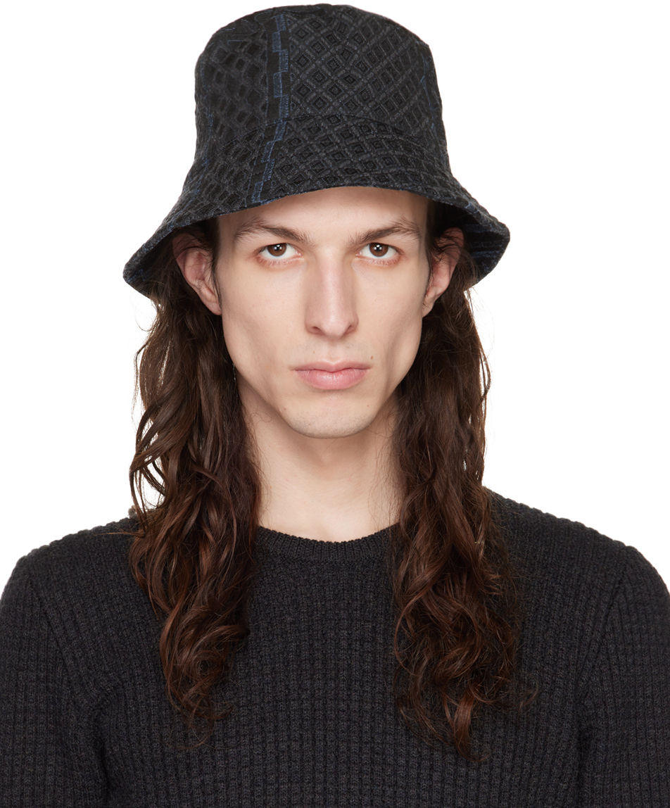 Engineered Garments Black Geo Bucket Hat Engineered Garments