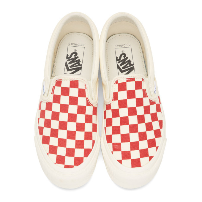 Vans Red and White OG Checkerboard Classic Slip-On Sneakers Vans
