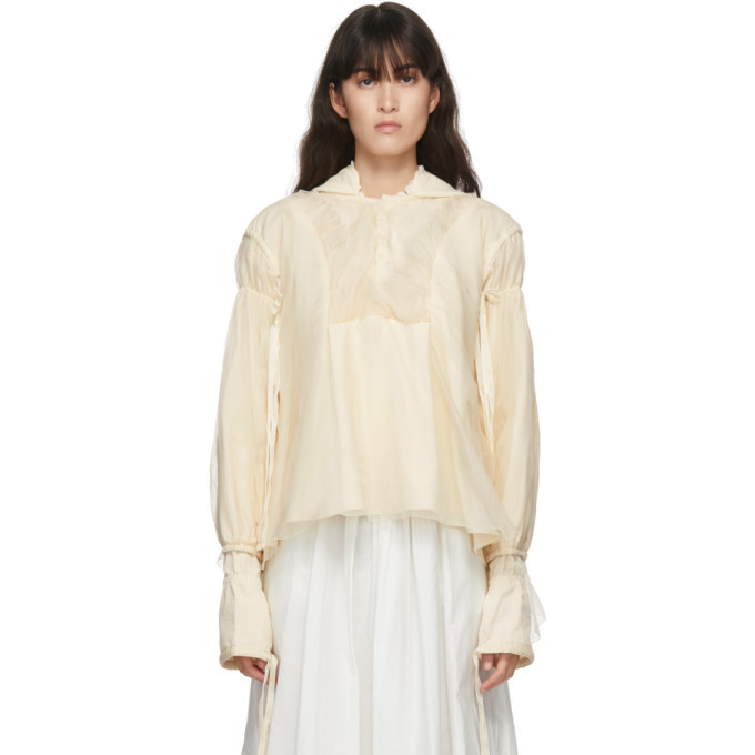 Renli Su Beige Cotton and Silk Hooded Blouse Renli Su