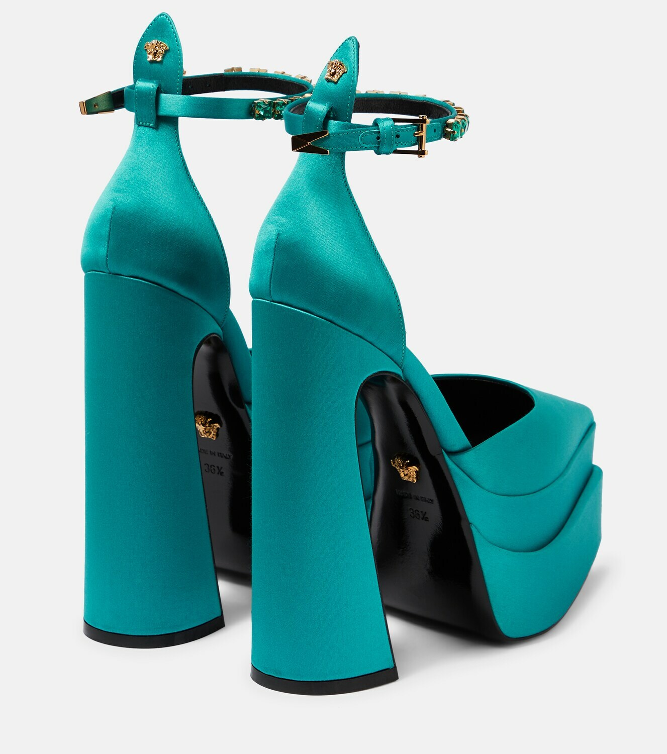 Versace - Aevitas Pointy satin platform pumps Versace