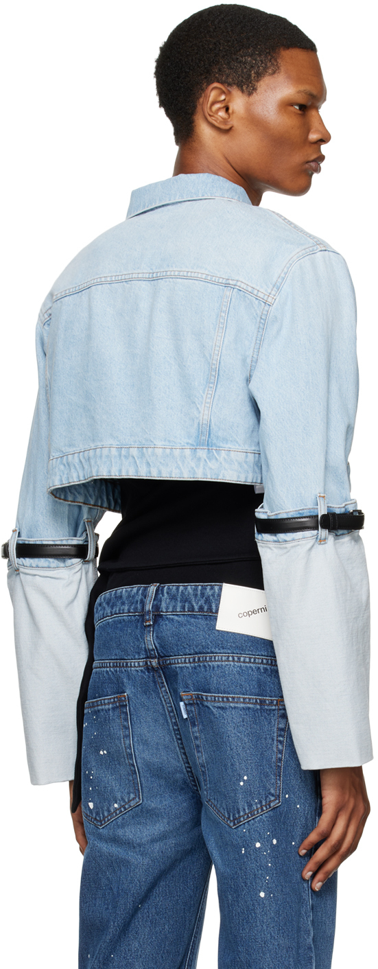 Coperni Blue Cropped Hybrid Denim Jacket Coperni