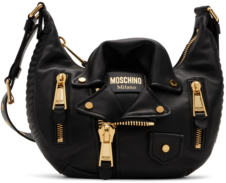Moschino Black Leather Biker Bag Moschino