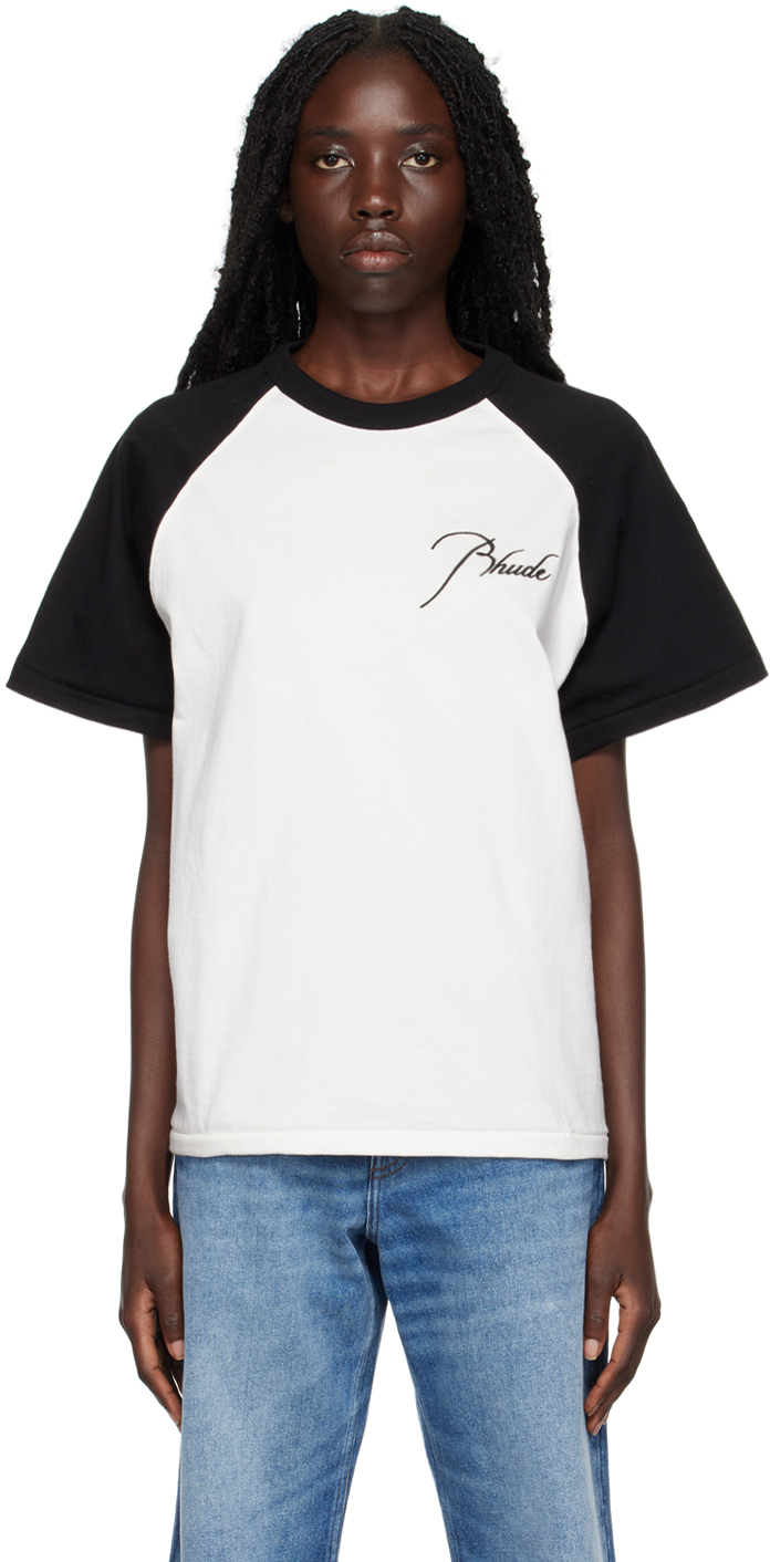 Rhude Black & White Raglan T-Shirt Rhude