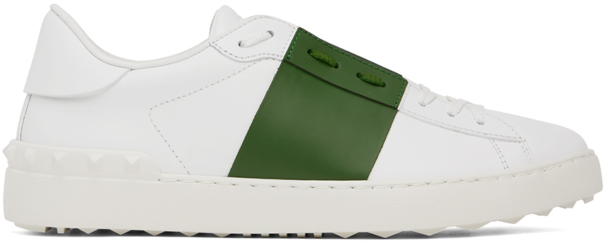 Valentino Garavani White & Green Open Sneakers Valentino Garavani