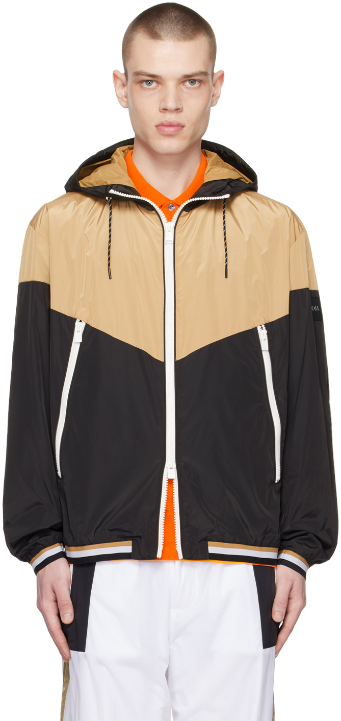 BOSS Beige & Black Hooded Jacket BOSS