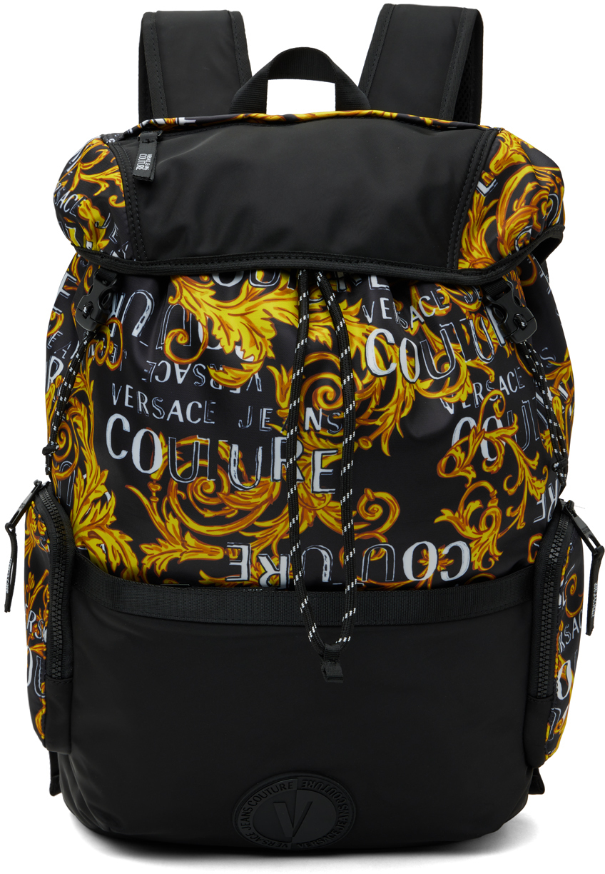 Versace Jeans Couture Black V-Emblem Backpack Versace