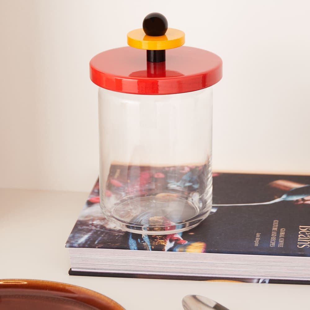 Alessi Glass Jar in Red/Black/Yellow Alessi