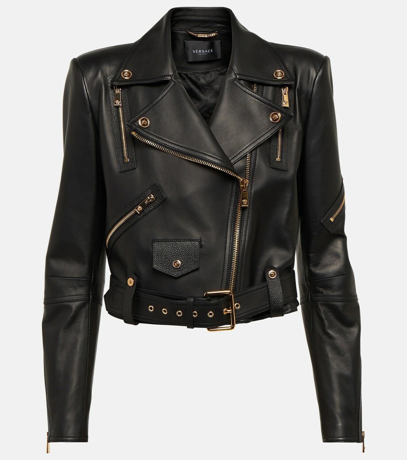 Versace - Cropped leather jacket Versace