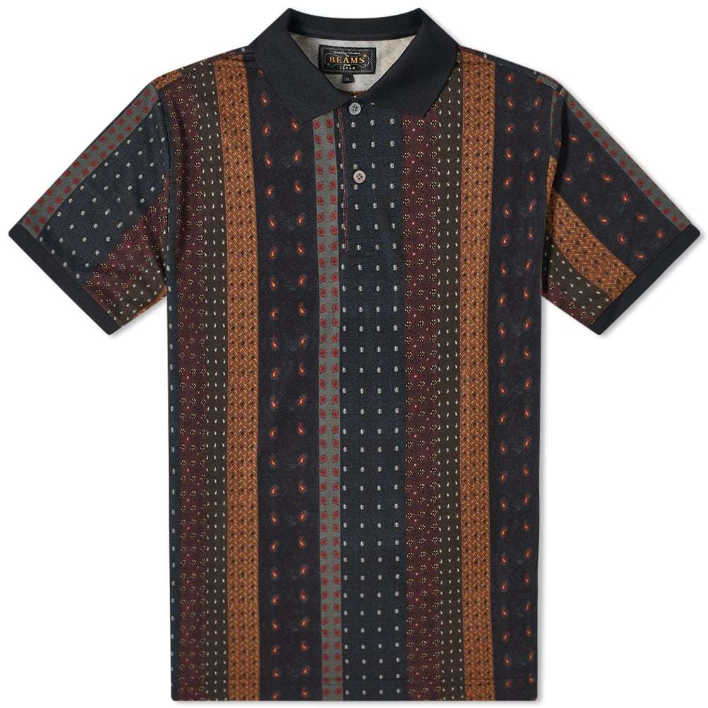 Beams Plus Geometric Print Pique Polo Beams Plus