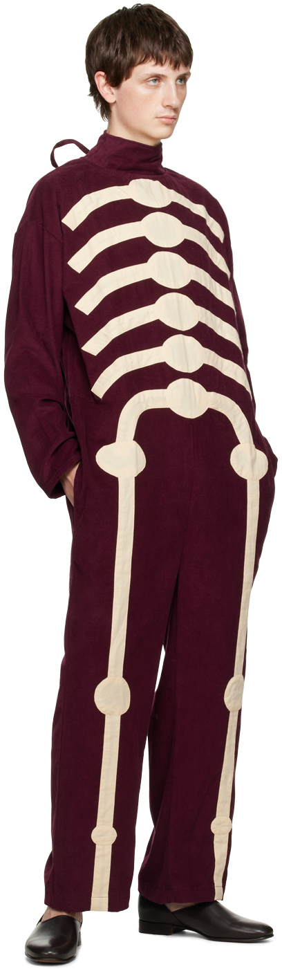 Bode Burgundy Skeleton Jumpsuit Bode