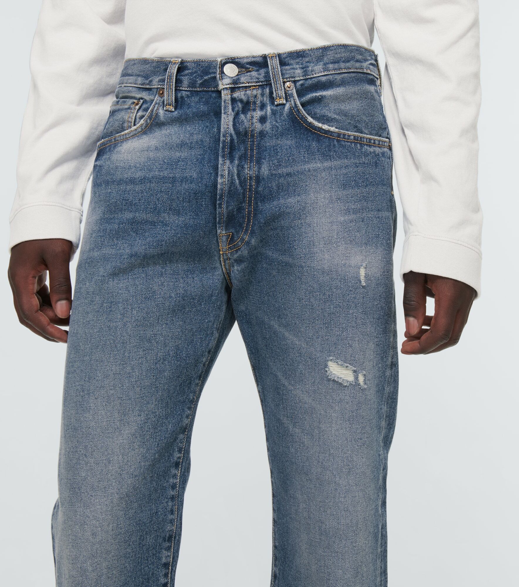 Acne Studios - Distressed high-rise straight jeans Acne Studios