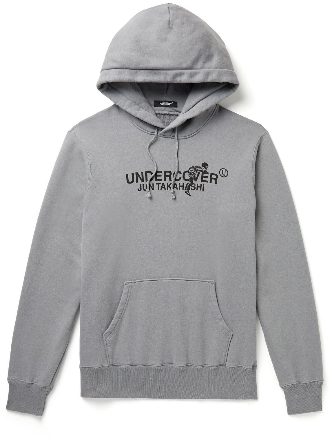 Undercover - Logo-Print Cotton-Jersey Hoodie - Gray Undercover