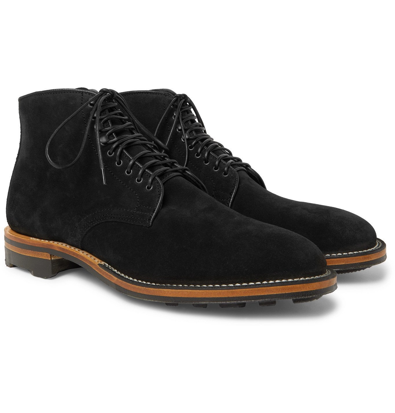 Viberg - Zabri Leather-Trimmed Suede Derby Boots - Black Viberg
