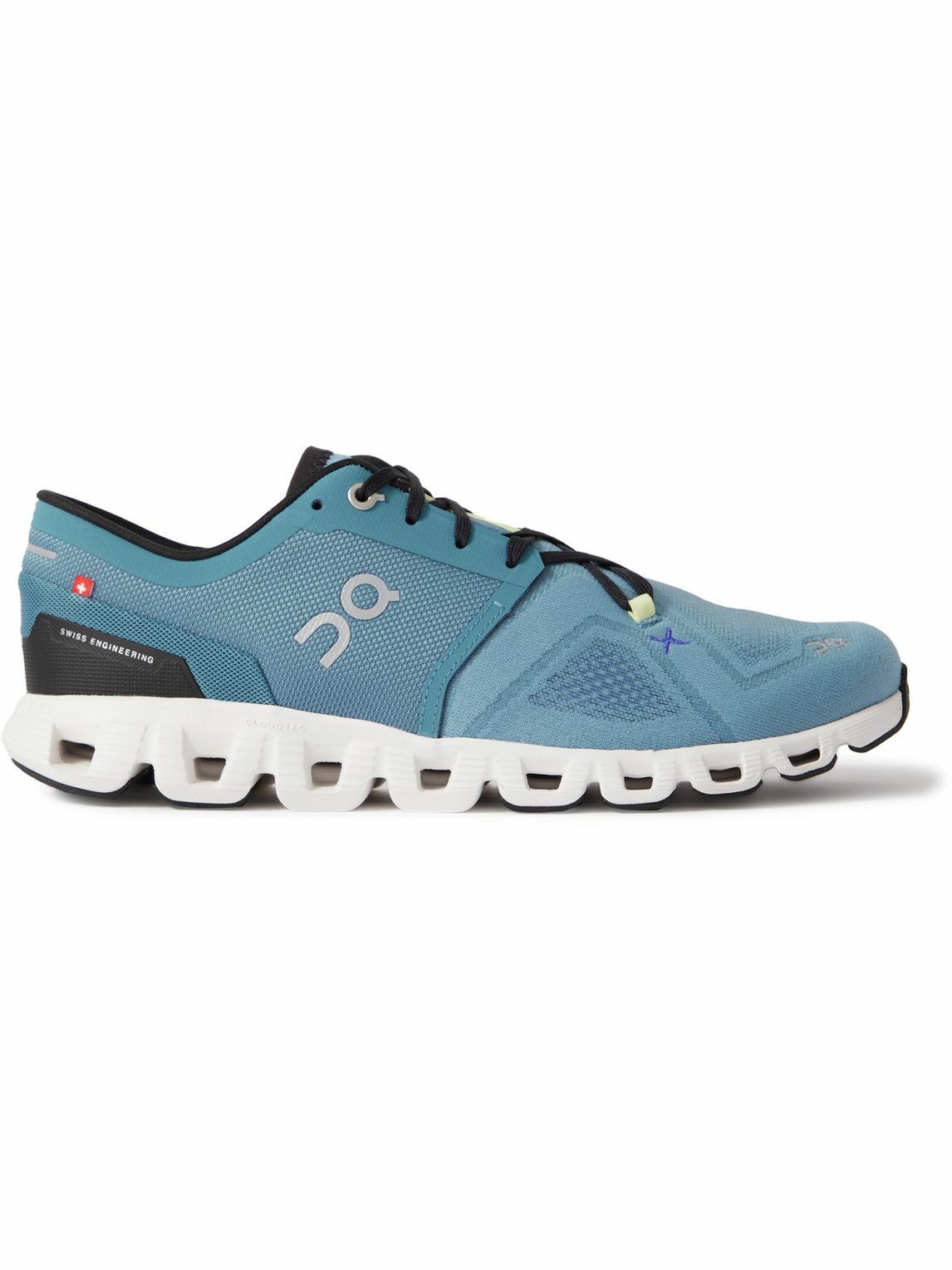ON - Cloud X3 Rubber-Trimmed Mesh Running Sneakers - Blue On