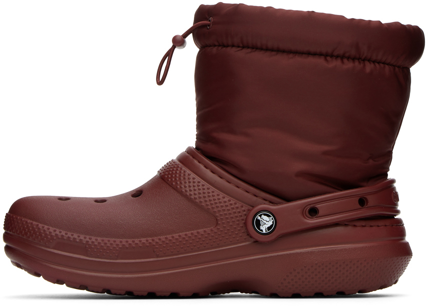 Crocs Burgundy Classic Lined Neo Puff Boots Crocs