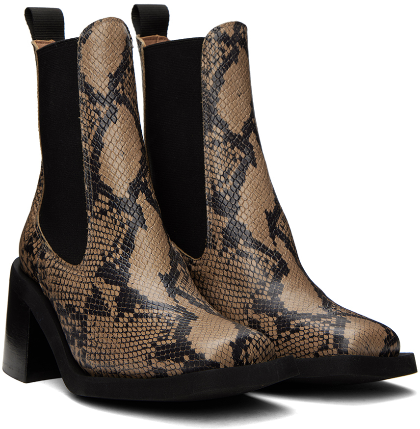 GANNI Brown Snake Chelsea Boots GANNI