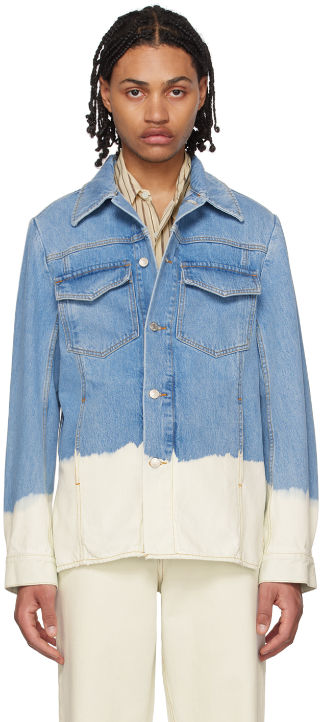 Dries Van Noten SSENSE Exclusive White & Blue Denim Jacket Dries Van Noten