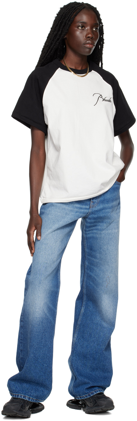 Rhude Black & White Raglan T-Shirt Rhude