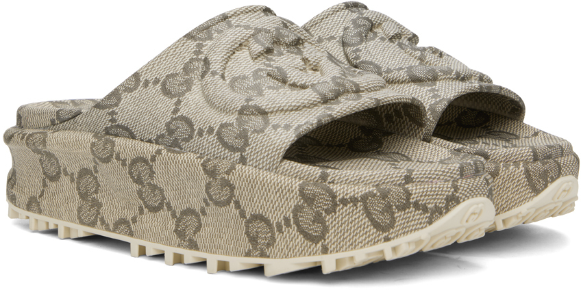 Gucci Beige Interlocking G Slides Gucci