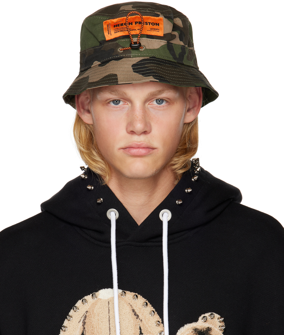 Heron Preston Green Camo Bucket Hat Heron Preston