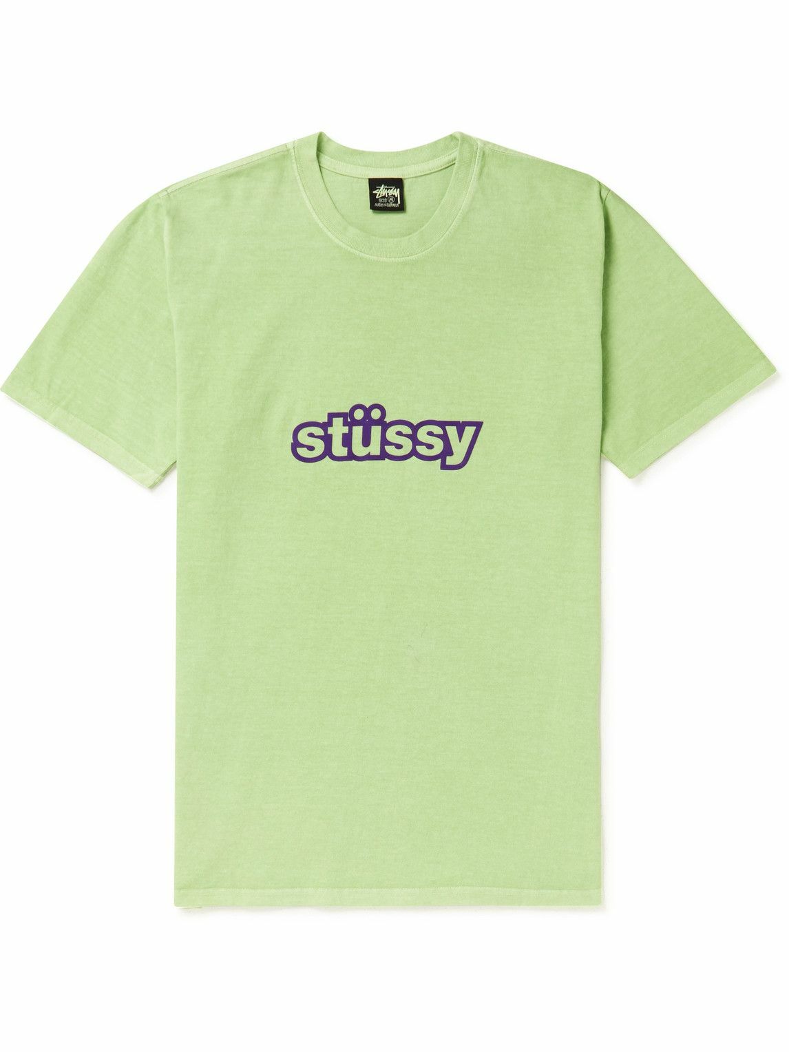 Stussy - Logo-Print Garment-Dyed Cotton-Jersey T-Shirt - Green Stussy