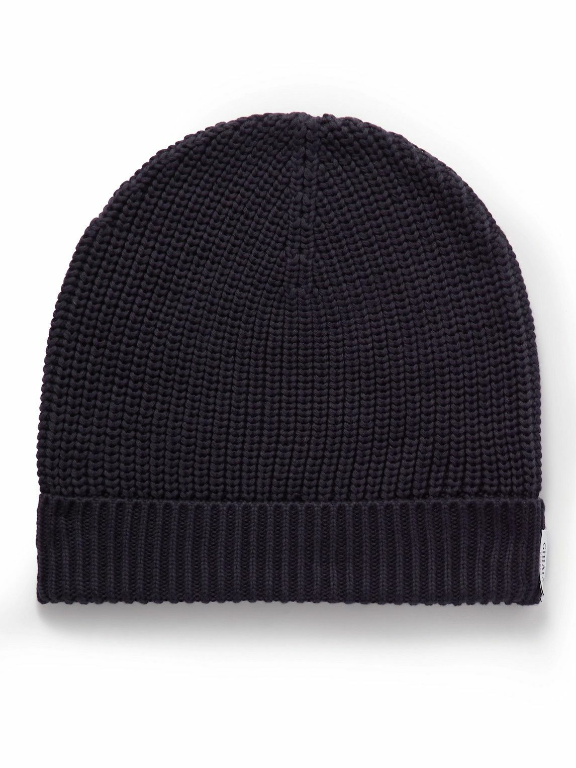 Ghiaia Cashmere - Ribbed Cotton Beanie - Blue Ghiaia Cashmere