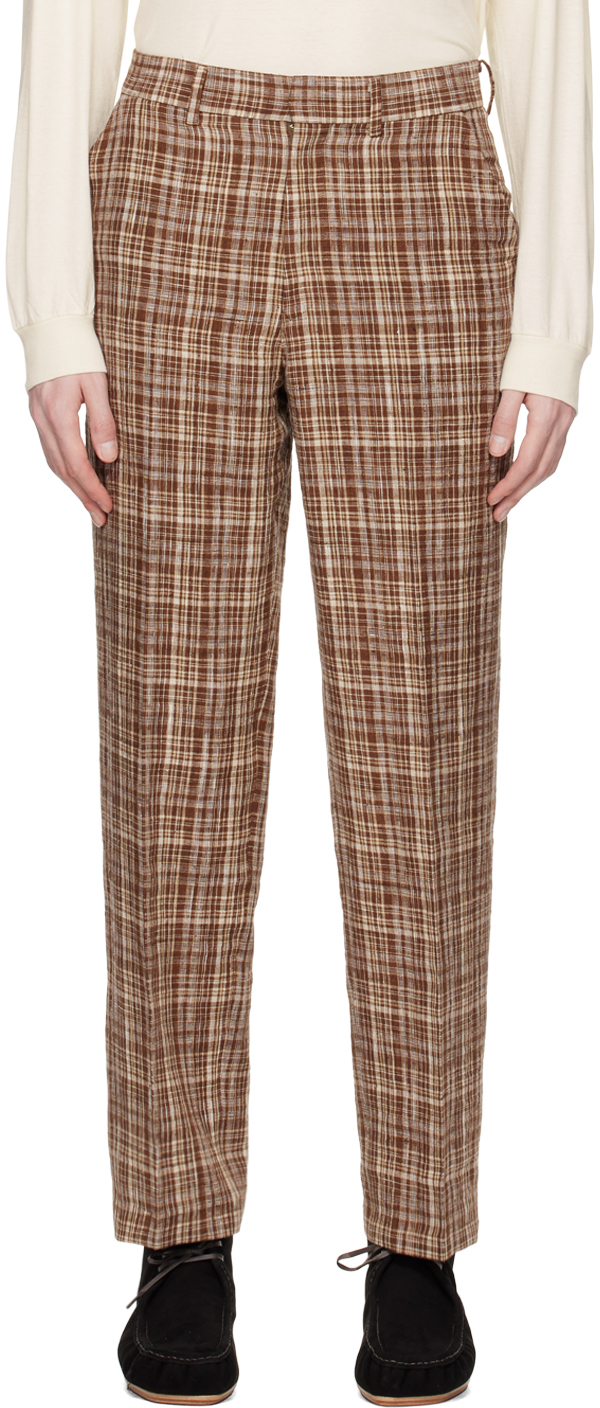 AURALEE Brown Check Trousers Auralee