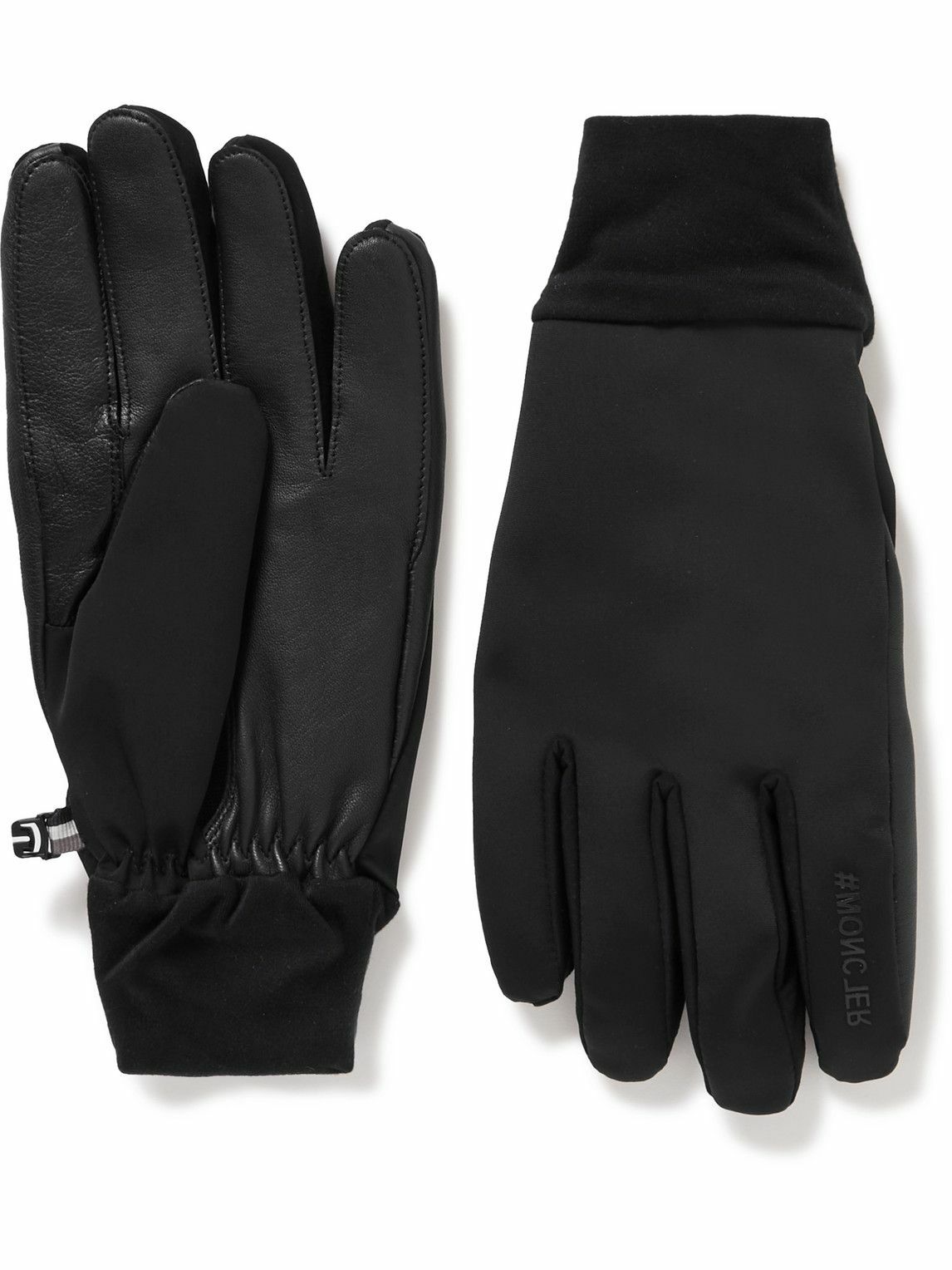 Moncler Grenoble - Logo-Print Leather-Trimmed Padded Shell Gloves ...