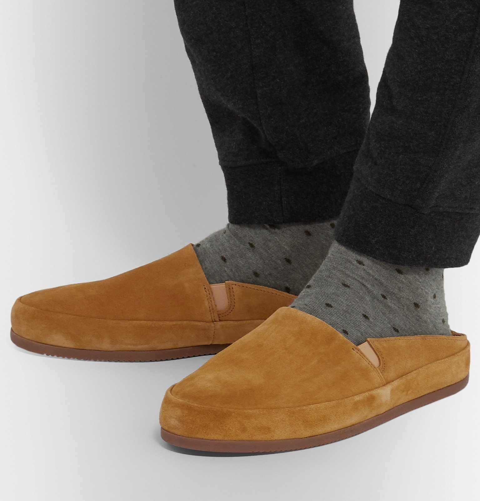 Mulo - Suede Backless Slippers - Brown Mulo