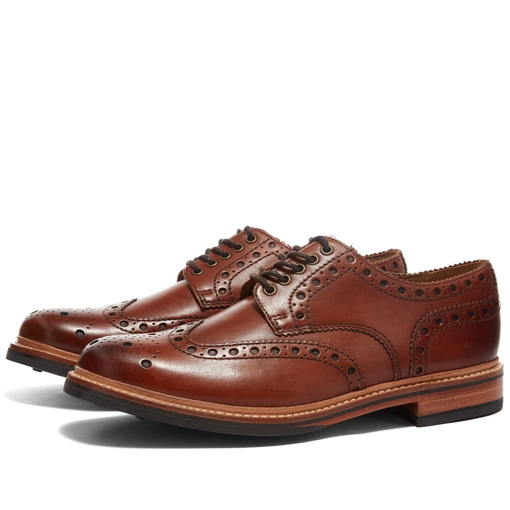 Grenson Men's Archie Dainite Sole Brogue in Tan Hand Painted Grenson