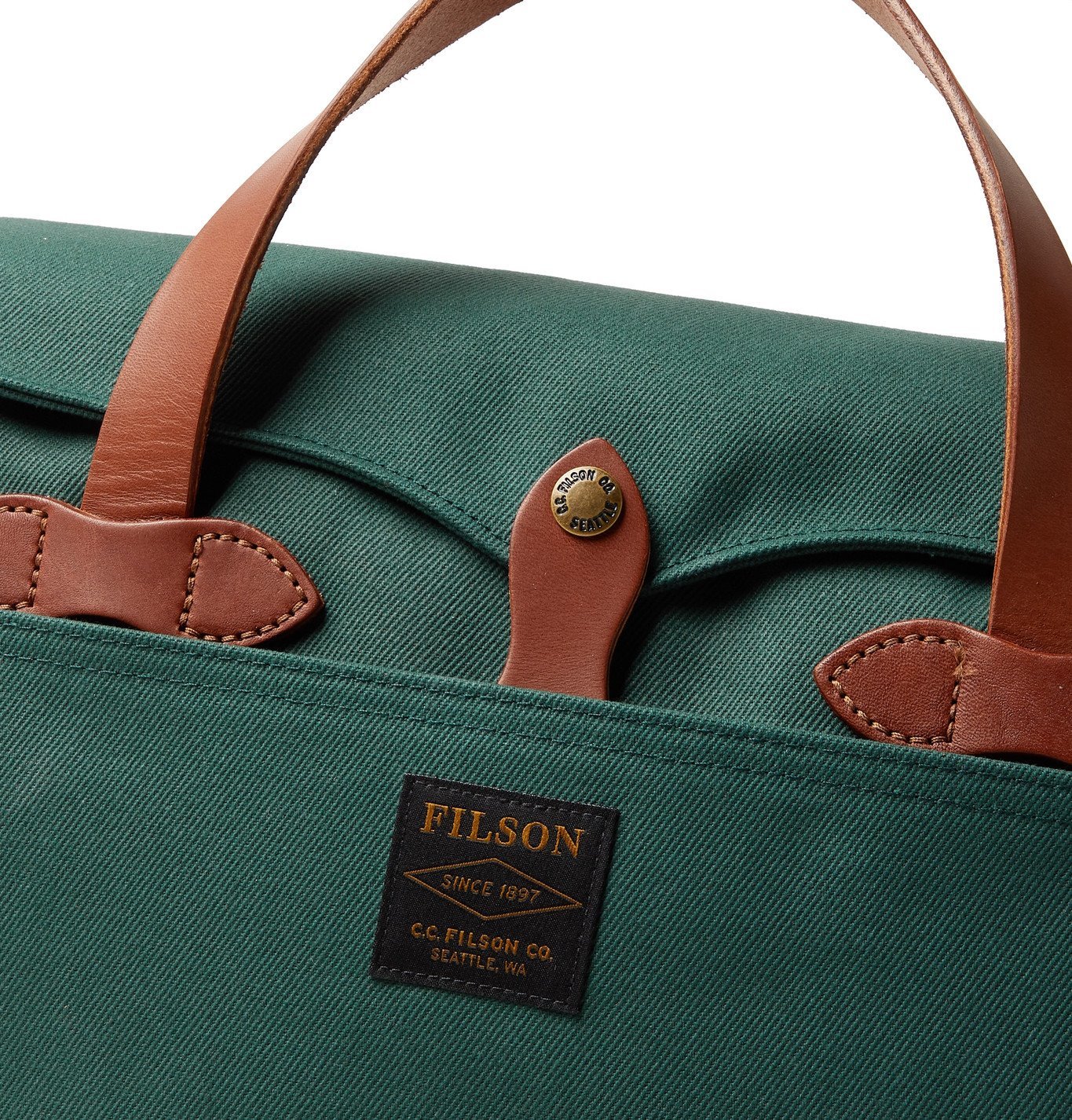 Filson - Original Leather-Trimmed Cotton-Twill Briefcase - Green Filson