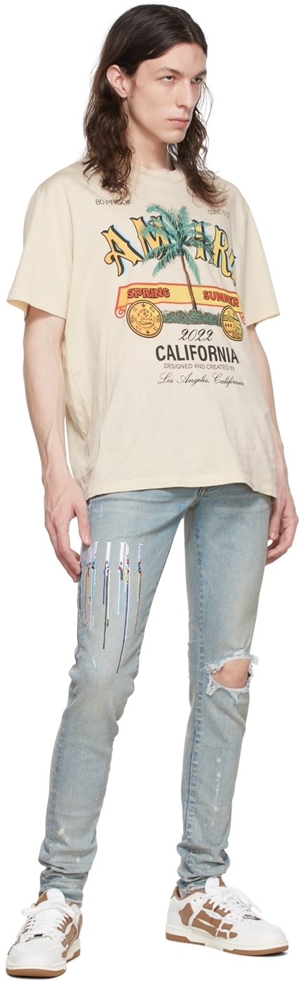 AMIRI Blue Paint Drip Core Logo Jeans Amiri