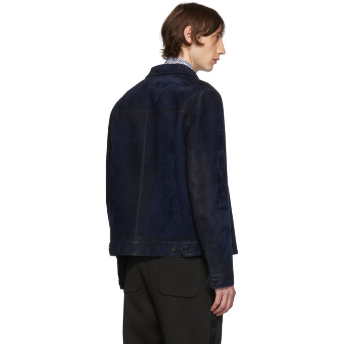 Prada Blue Suede Logo Jacket Prada