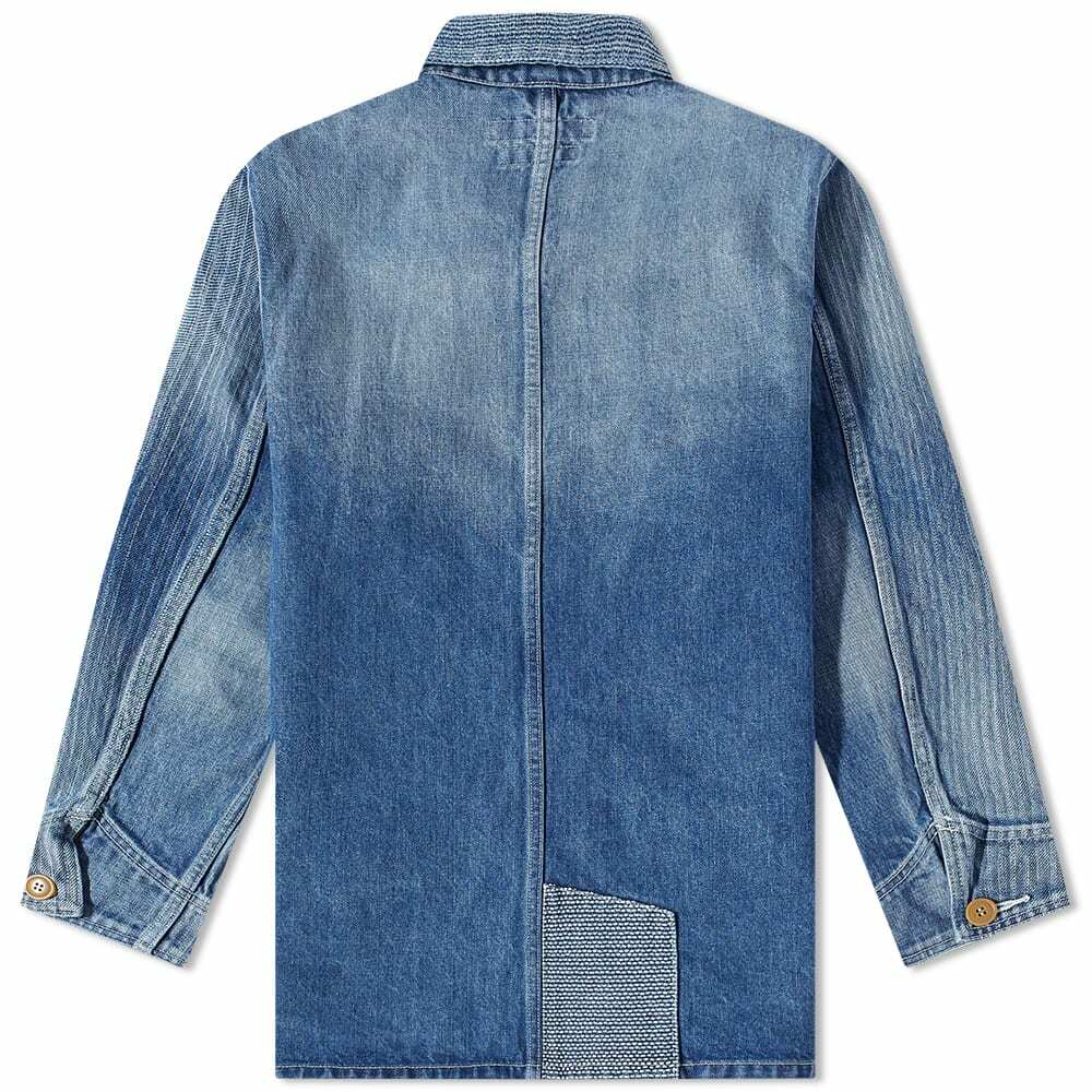 FDMTL Men's Patchwork Coverall Jacket in Rinse Indigo FDMTL