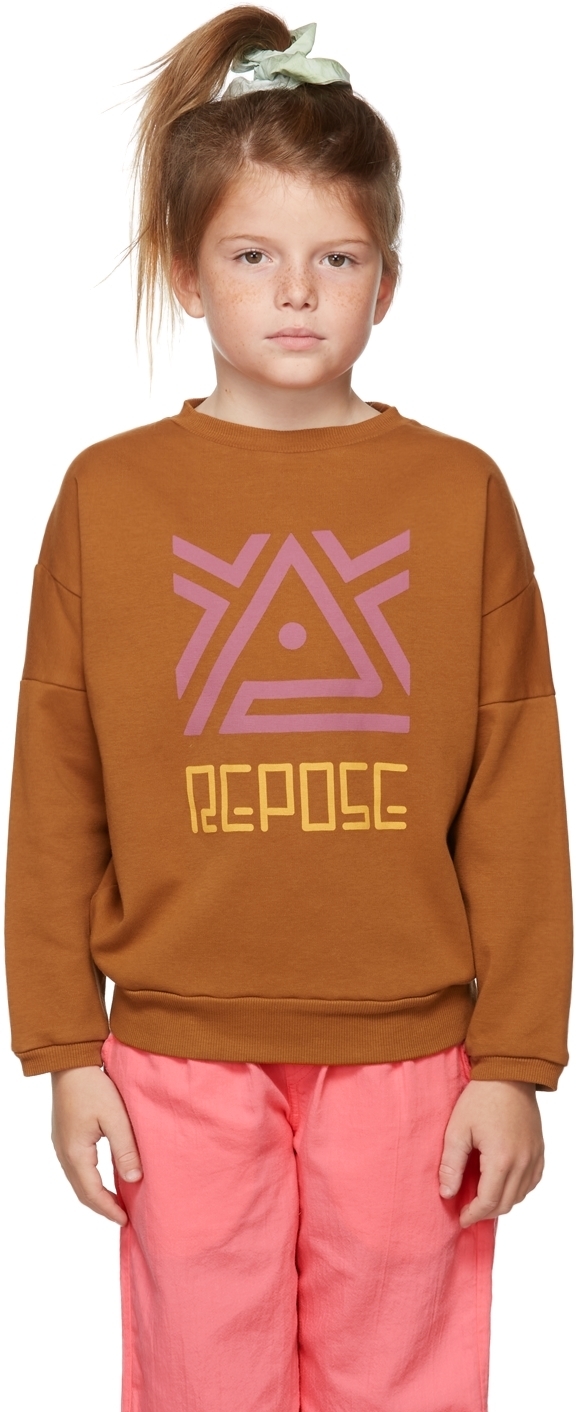 Repose AMS Kids Tan Logo Crewneck Sweater Repose AMS
