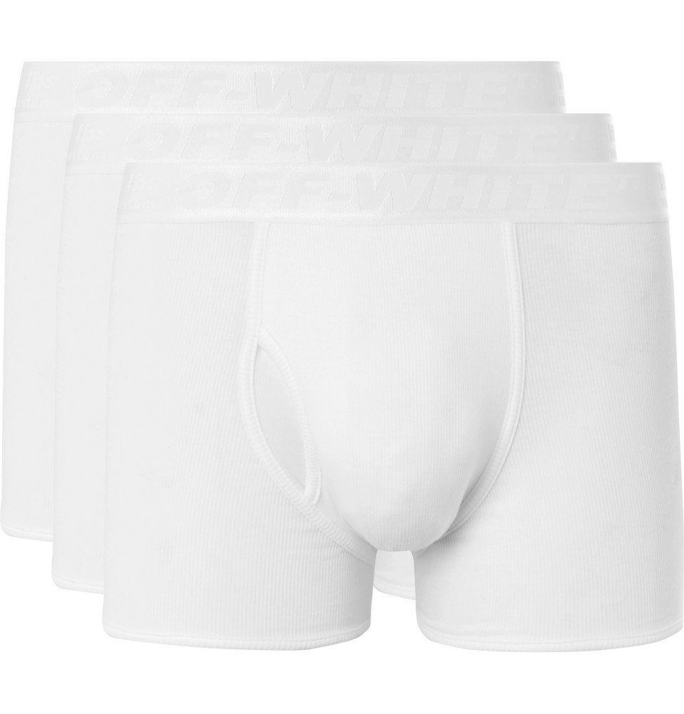 Off-White - Three-Pack Stretch-Cotton Boxer Briefs - White Off-White
