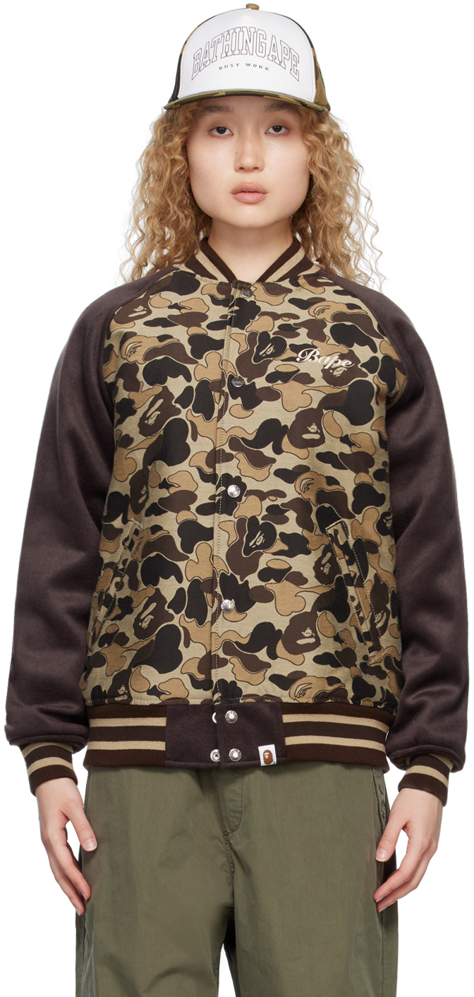 BAPE Brown Cookie Camo 2 Varsity Bomber A Bathing Ape