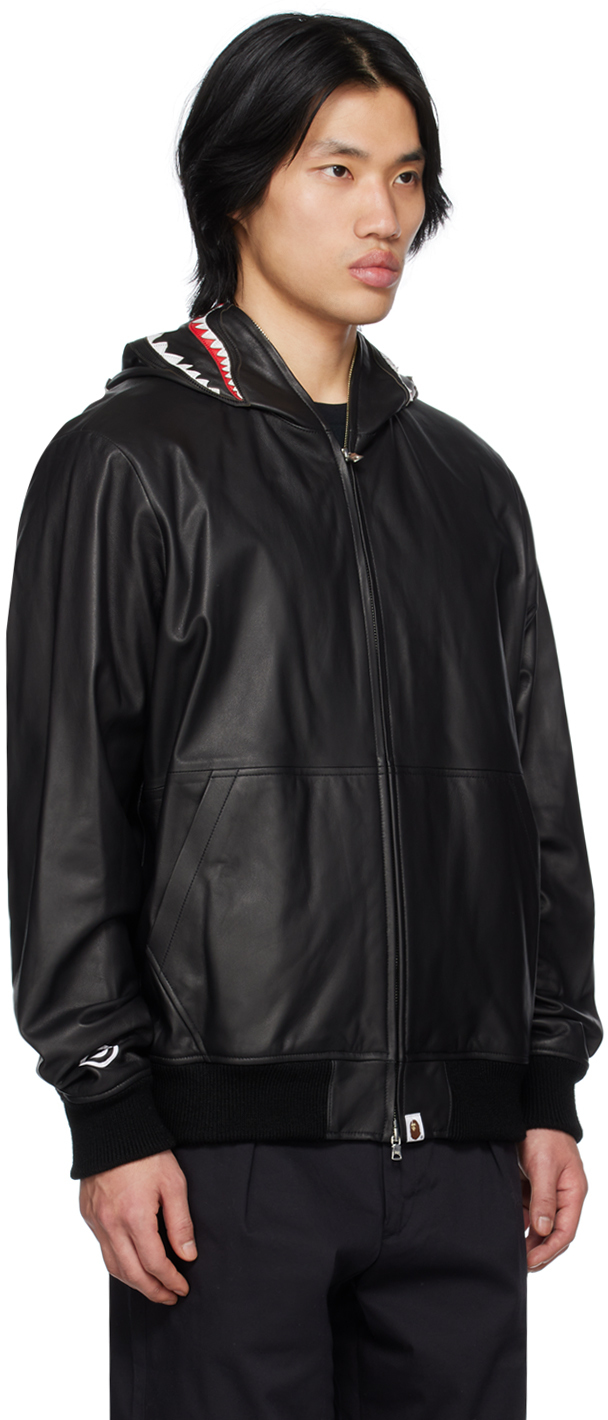 BAPE Black Shark Leather Jacket A Bathing Ape