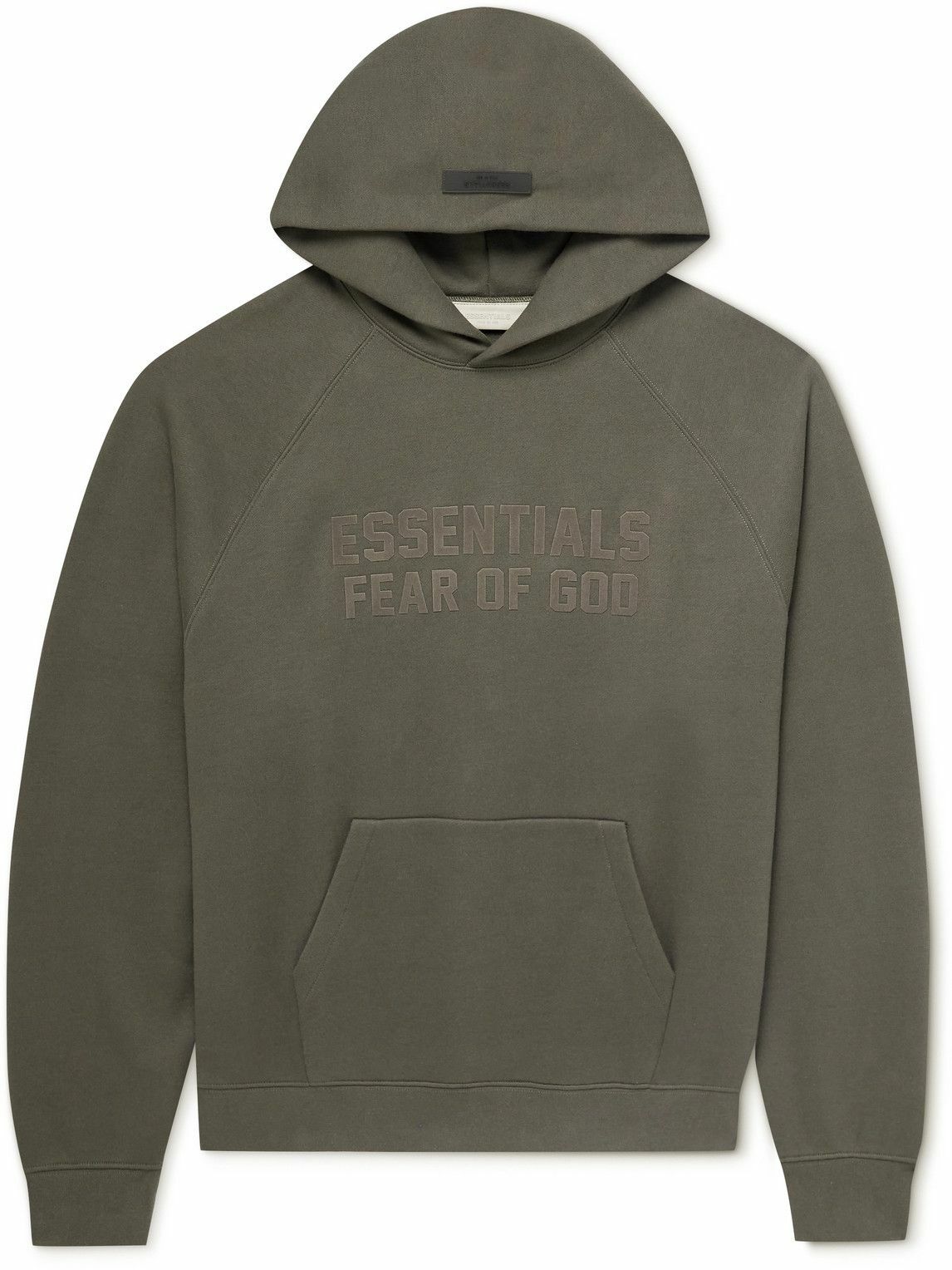 FEAR OF GOD ESSENTIALS - Logo-Flocked Cotton-Blend Jersey Hoodie ...