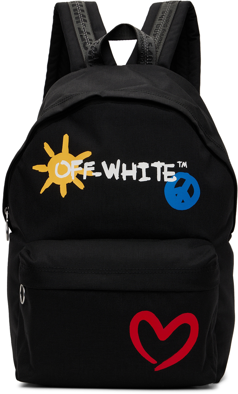 Off-White Kids Black Sun & Peace Backpack Off-White