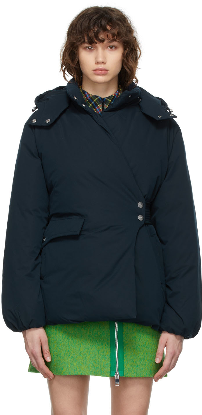 GANNI Navy Recycled Puffer Jacket GANNI