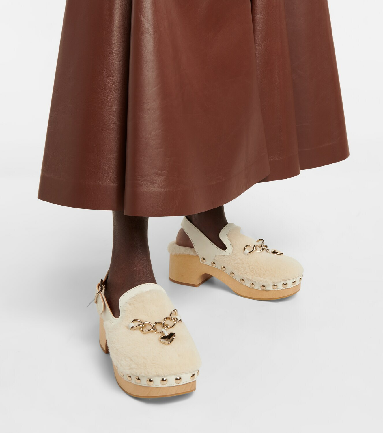 Chloe - Ninna embellished teddy clogs Chloe