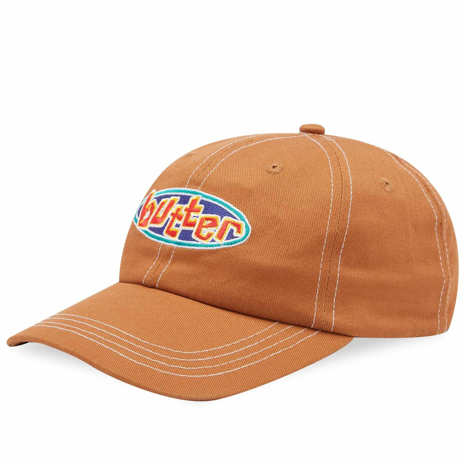 Butter Goods Men's Scattered Logo 6 Panel Cap in Oak Brown Butter Goods