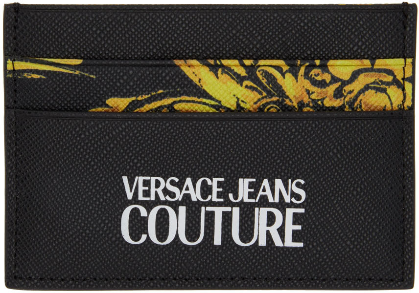Versace Jeans Couture Black & Yellow Regalia Baroque Card Holder Versace