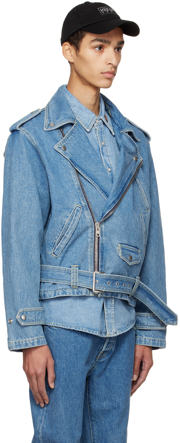 Kenzo Blue Kenzo Paris Biker Denim Jacket Kenzo