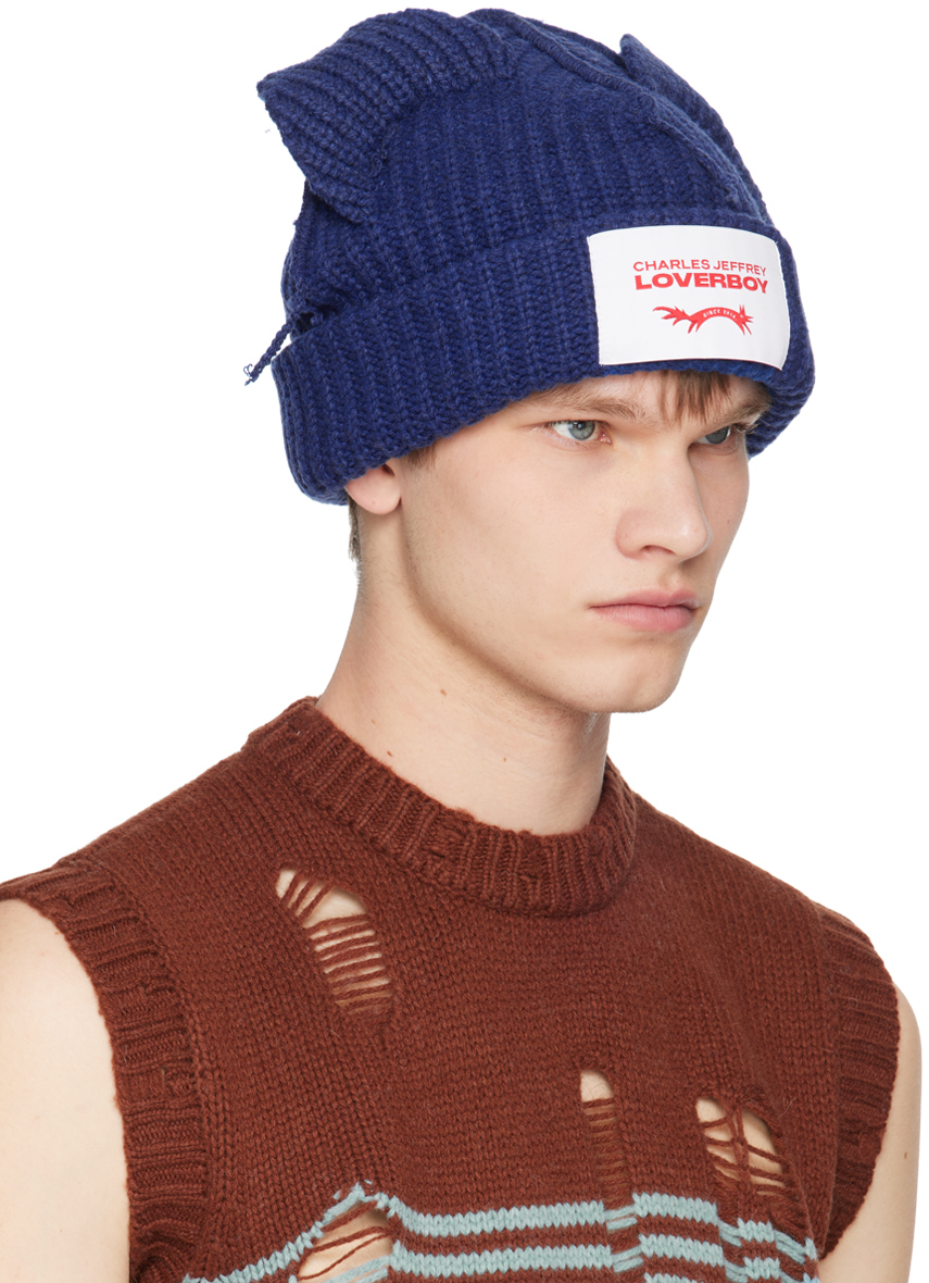 Charles Jeffrey Loverboy Navy Chunky Ears Beanie Charles Jeffrey Loverboy
