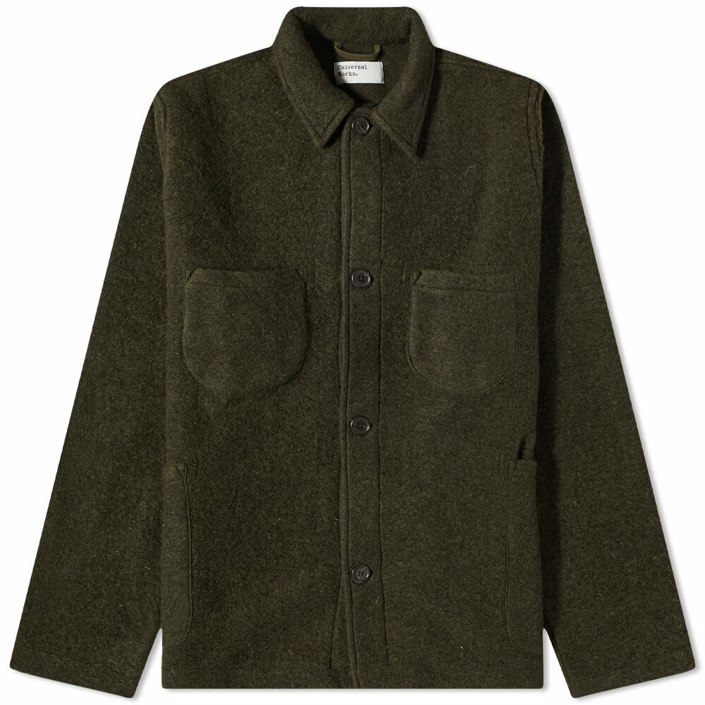 Universal Works Men's Wool Fleece Lumber Jacket in Olive Universal Works