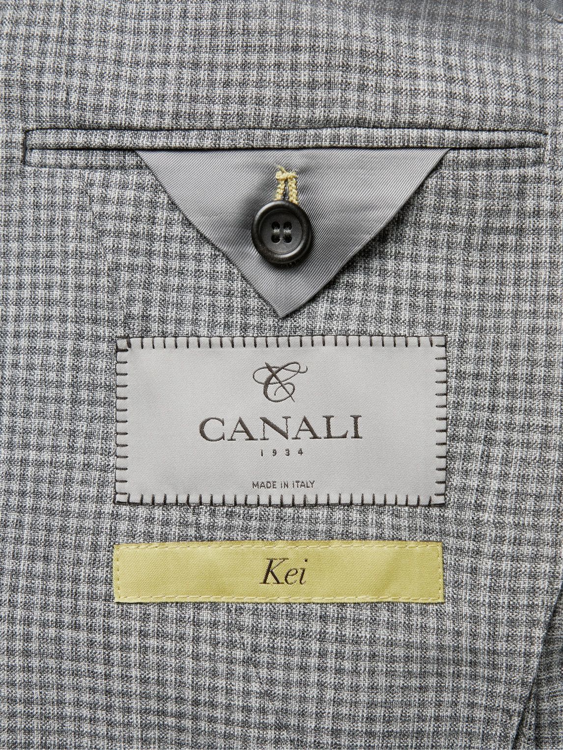 Canali - Kei Slim-Fit Micro-Checked Wool Suit Jacket - Gray Canali
